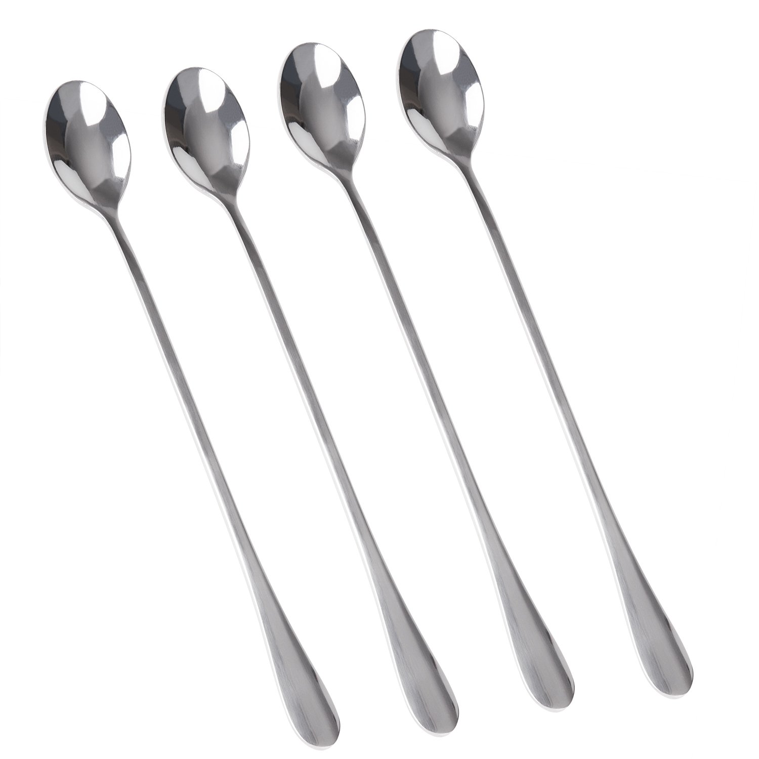Coffee Mixing Spoons, 9-Inch Long Handle Spoons for Iced Tea, Dessert, Ice Cream, DFmicro Deluxe Stainless Steel Cocktail Stirring Spoons, Set of 4