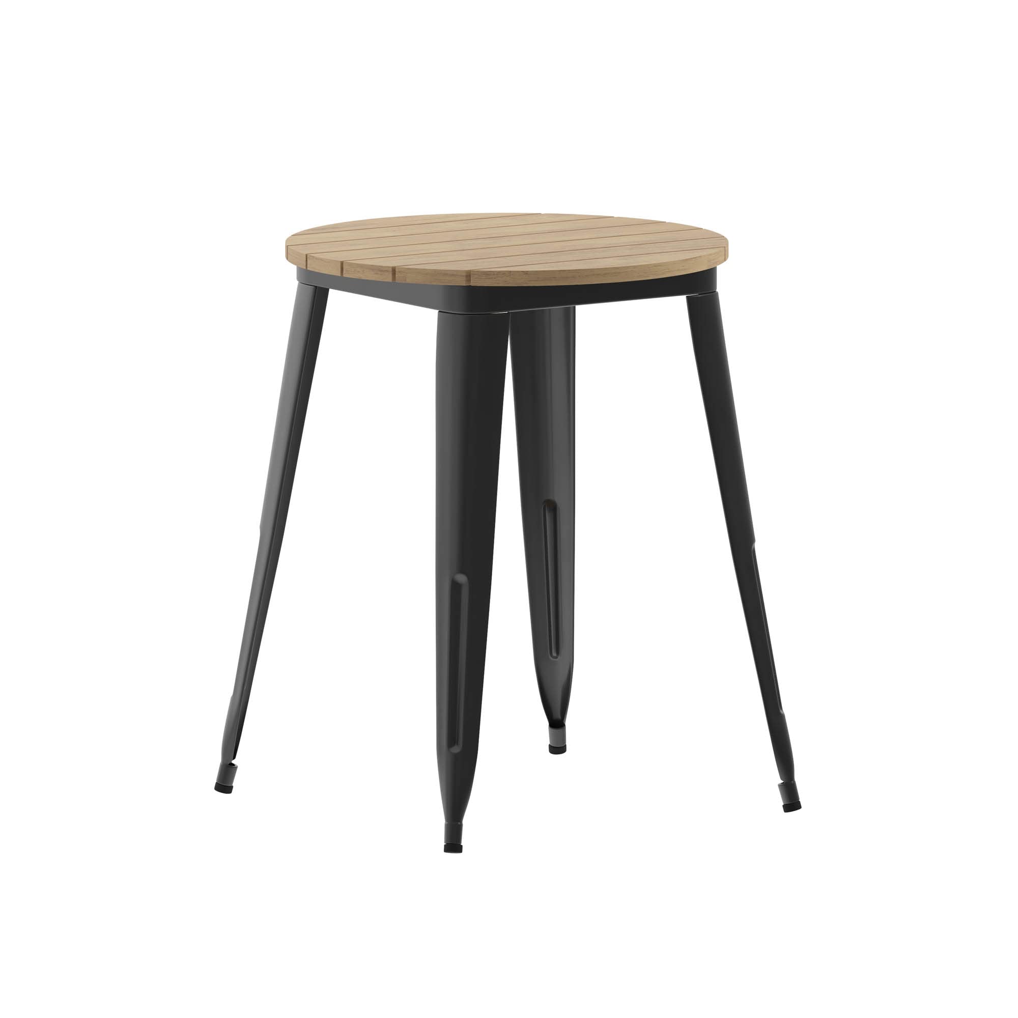 Flash Furniture Declan Commercial Outdoor Bar Height Dining Table, All Weather Poly Resin Top with Steel Base, 23.75" Round, Brown/Black