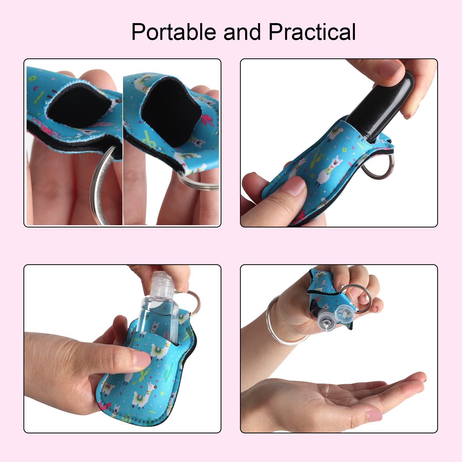 Manste 60Pcs Chapstick Holder Keychain Bulk,Travel Bottles with Keychain、Lipstick Holder Keychain、Fluffy Ball Keychain、Keychain Wristlet Lanyards、Colorful Pom Poms Keychains、Pompoms Keyring