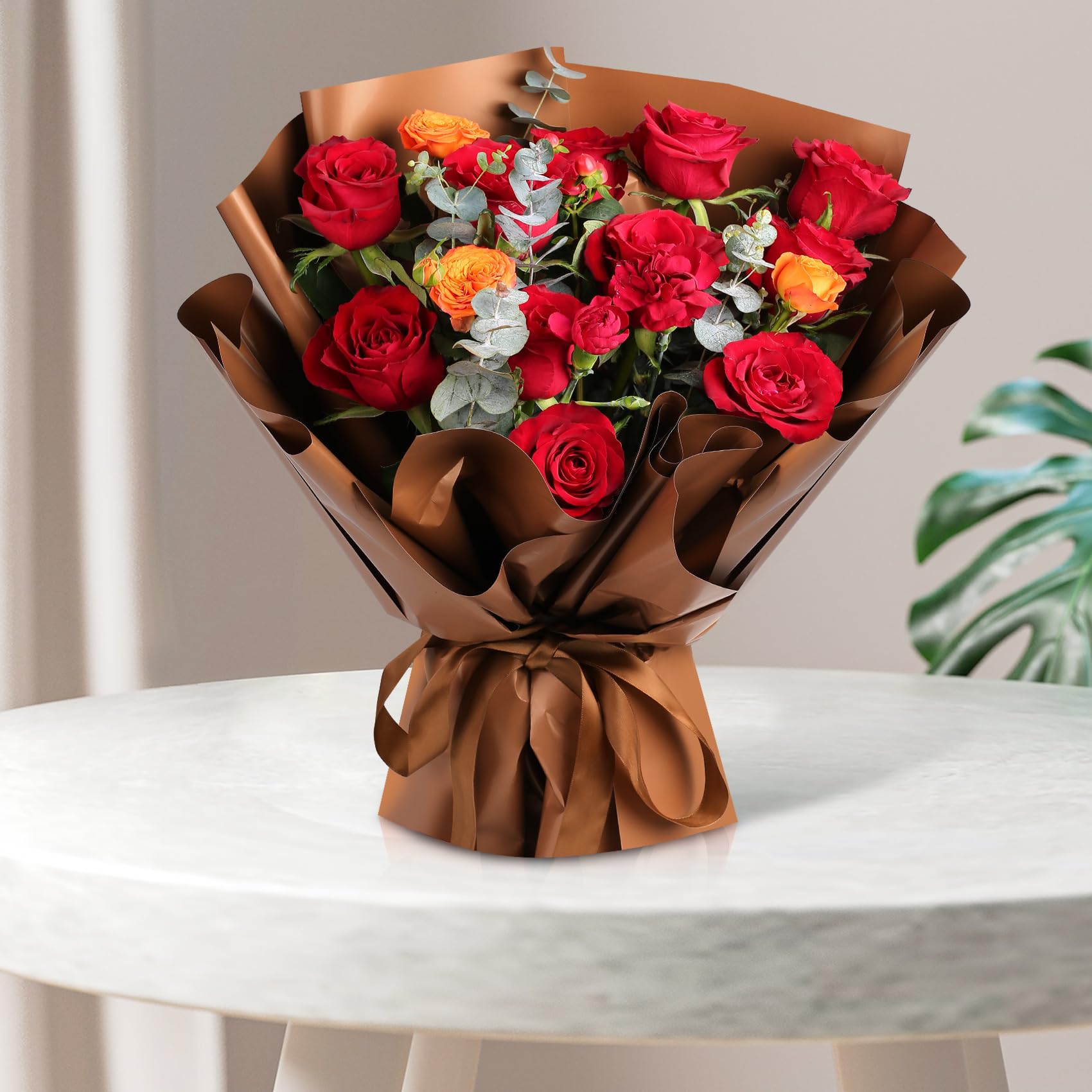 CCXSY 20 Pcs Bouquet Wrapping Paper,23 x 23 inch WaterProof Fresh Flower Wrapping Paper,Double Side Pure Color Print Flower Packing for Her Valentine's Day Chocolate