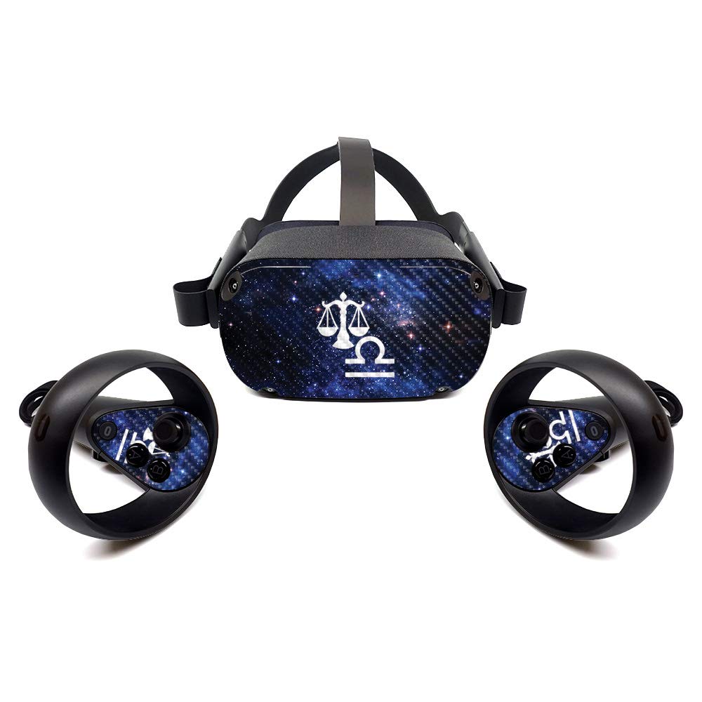 MightySkins Carbon Fiber Skin for Oculus Quest - Libra | Protective, Durable Textured Carbon Fiber Finish | Easy to Apply, Remove, and Change Styles | Made in The USA, Model Number: CF-OCQU-Libra