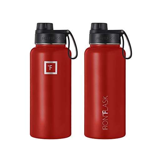 IRON °FLASK Sports Water Bottle - 32 Oz, 3 Lids (Spout Lid), Leak Proof, Vacuum Insulated Stainless Steel, Double Walled, Thermo Mug, Metal Canteen