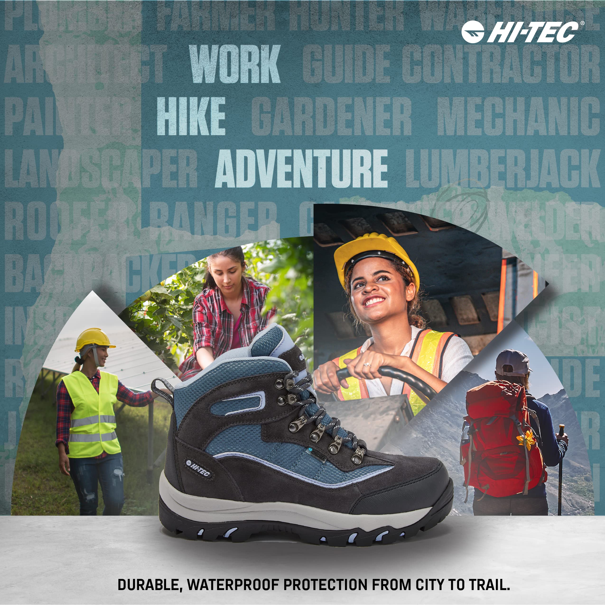 HI-TEC Skamania Mid WP Waterproof Women's Hiking Boots, New 2023 Model with High Performance Rubber Outsoles - Trail, Mountain and Backpacking Shoes - Dark Grey/Navy Blue, 7 Medium