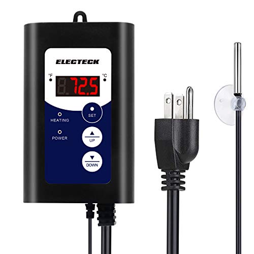 ELECTECK Heat Mat Thermostat, Digital Controller for Seed Germination, Reptiles and Brewing, 41°F to 108 °F/ 5â to 42â, 8.3A, 1000W, Black