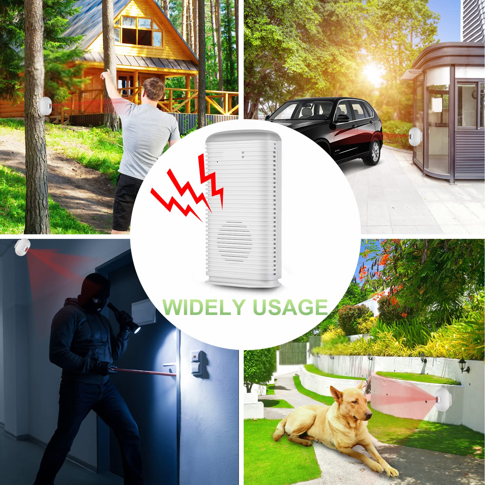 Driveway Alarm Weatherproof Outside Motion Detector Alarm Sensor 1/2 Mile Long Range Wireless Driveway Alarm Sensor Security Alert System 120dB 5 Volume Levels with 16 Chimes for Home and Property