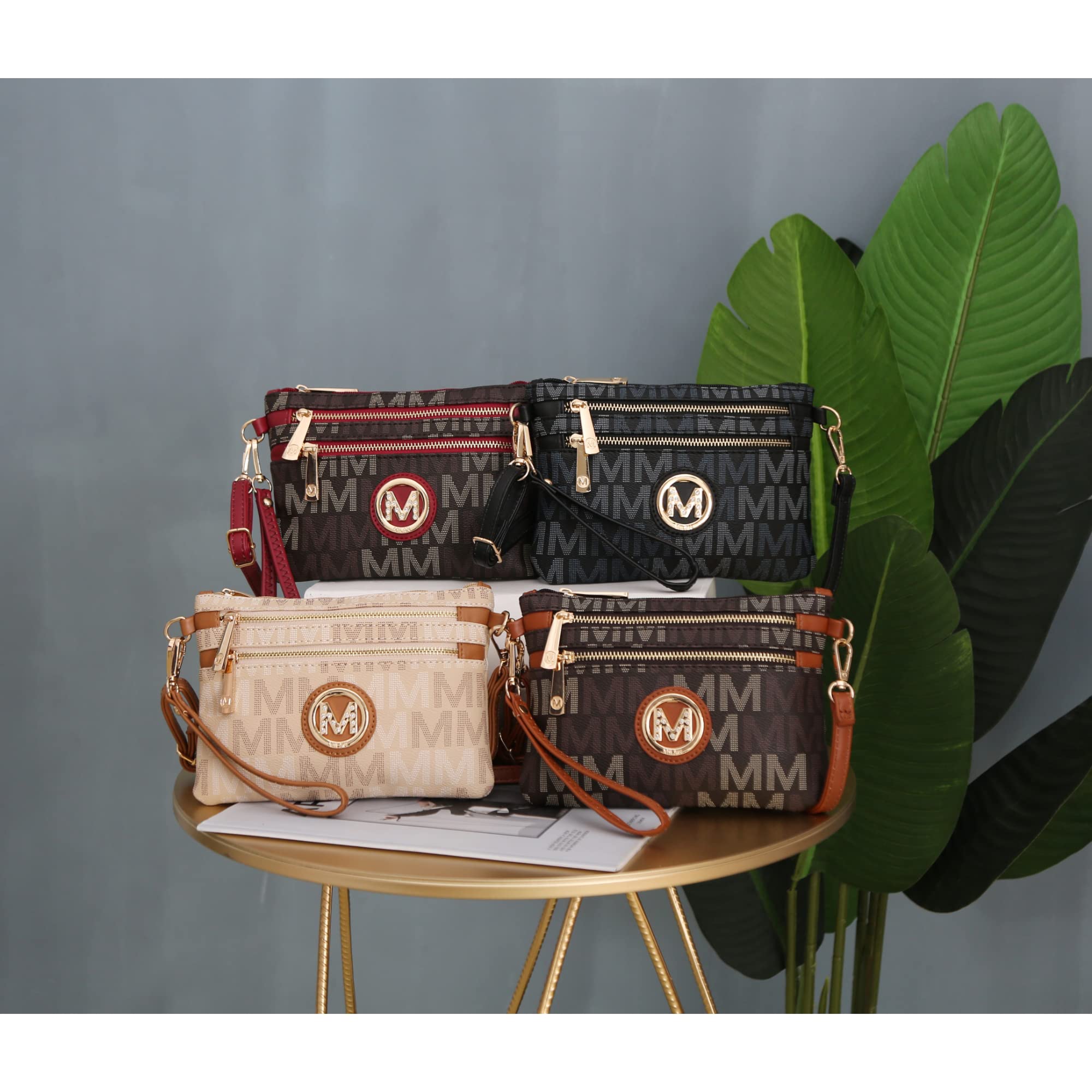 MKF 2 in 1 Crossbody Bags for Women, Wristlet Purse - Ladys Small PU Leather Messenger Handbag - Adjustable Strap Red