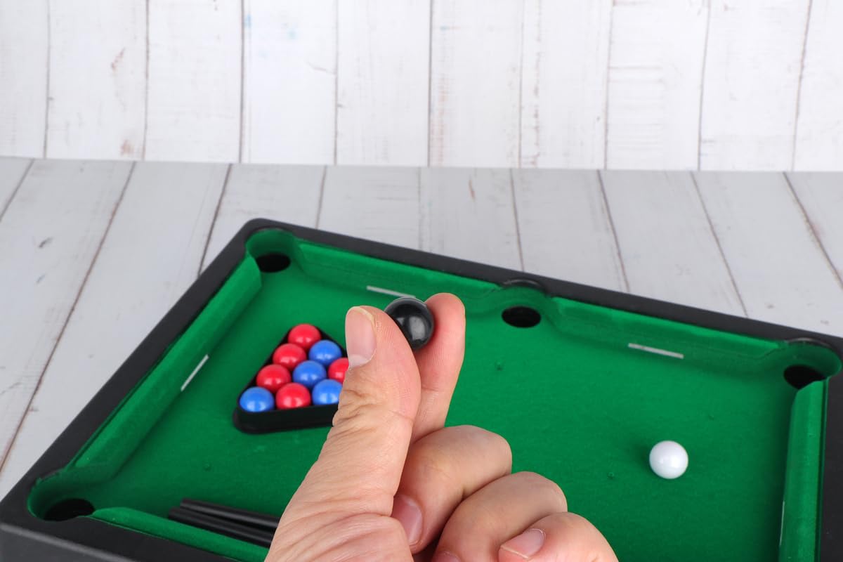 Mini Pool Table Tabletop Desktop Billiards Snooker Game with 2 Sticks, 11 Balls Home Office Desk Stress Relief Games