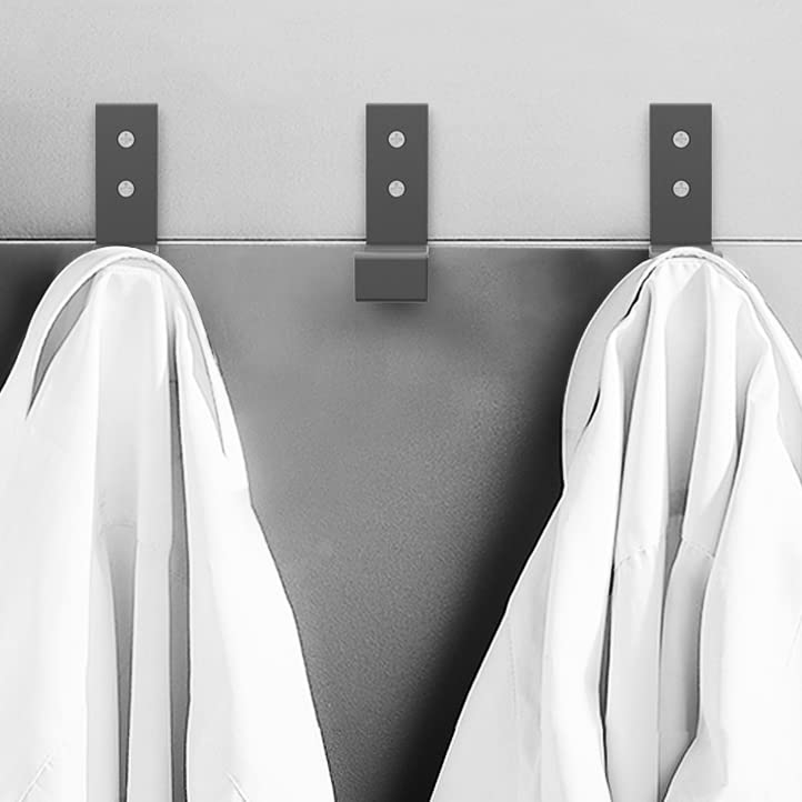 MeetRade Wall Hooks for Hanging Folding Coat Hooks 6 Pack Heavy Duty Wall Mounted Hook Hangers for Key Coat Towel Hat Bag Backpack Headphone in Door Bathroom Closet with Adhesive and Screws (Black)