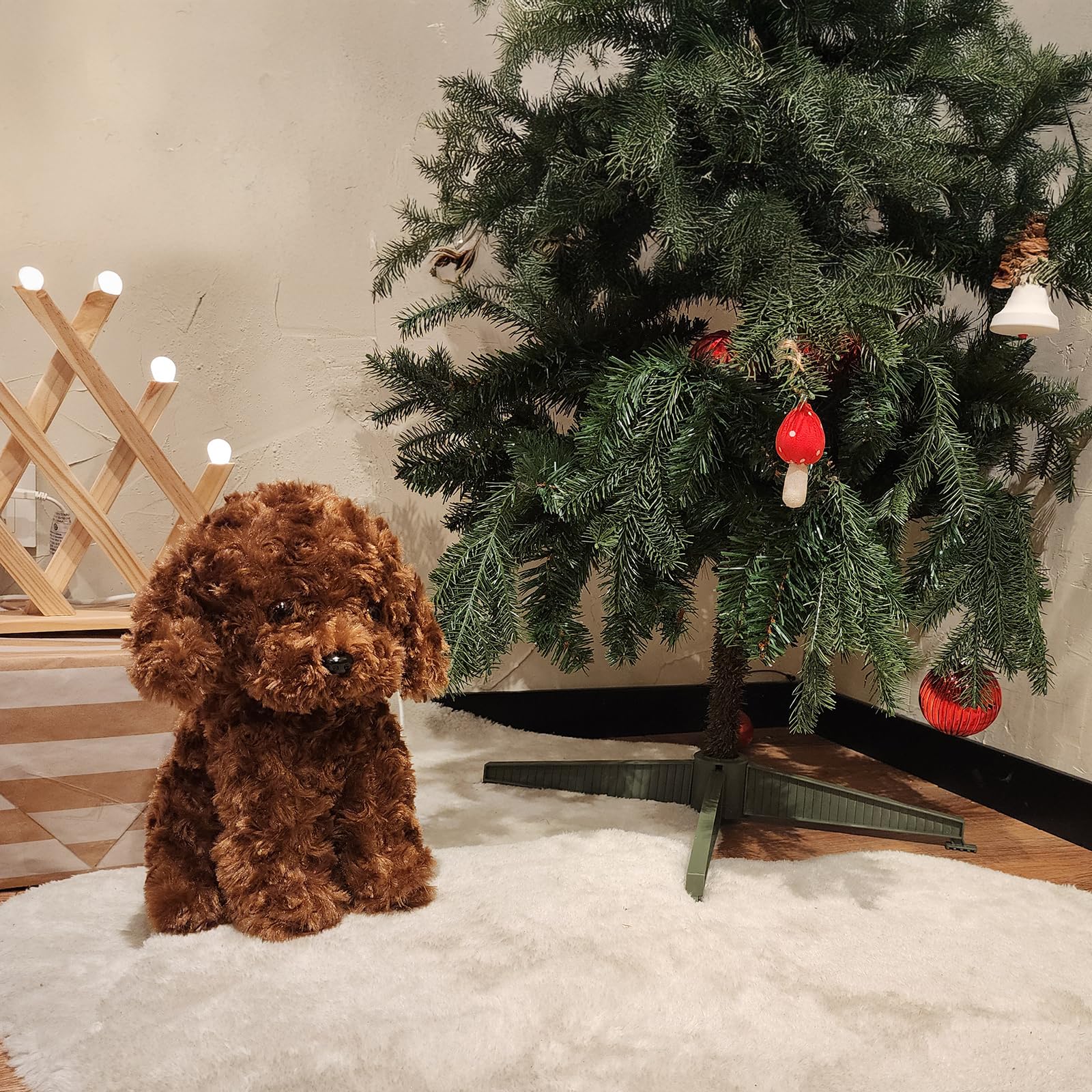 WEIGEDU Labradoodle Plush Toy, Fluffy Red Poodle Stuffed Animal, 12.6" - Perfect for Kids, Babies, Birthday