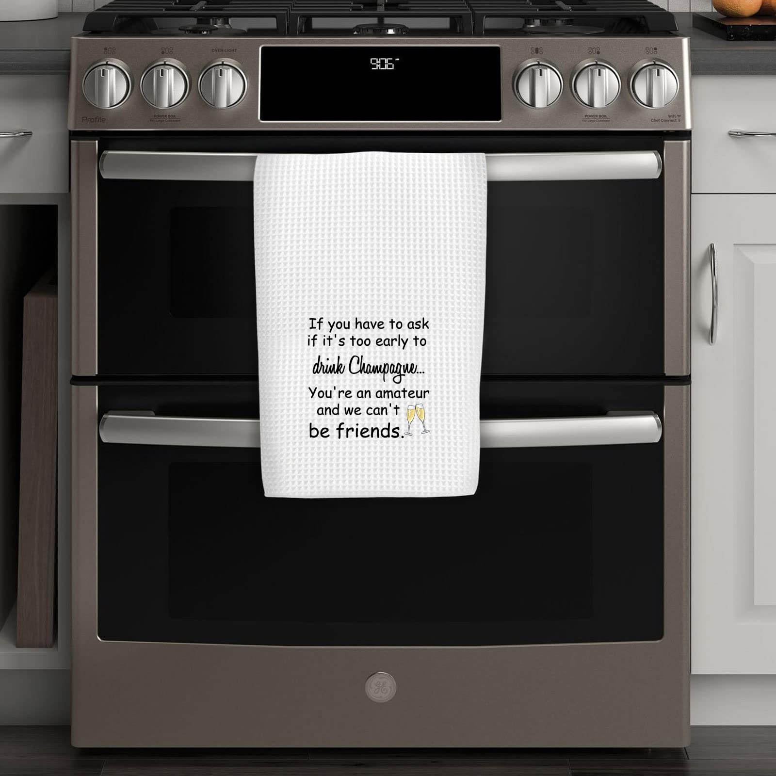 Champagne Lover Gift Best Friend Housewarming Gift Novelty Quote Kitchen Decor Towel for Champagne Drinker (Drink Champagne)