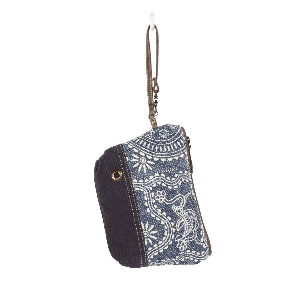 Myra Bag Kilim Upcycled Canvas Wristlet Pouch Bag S-1321