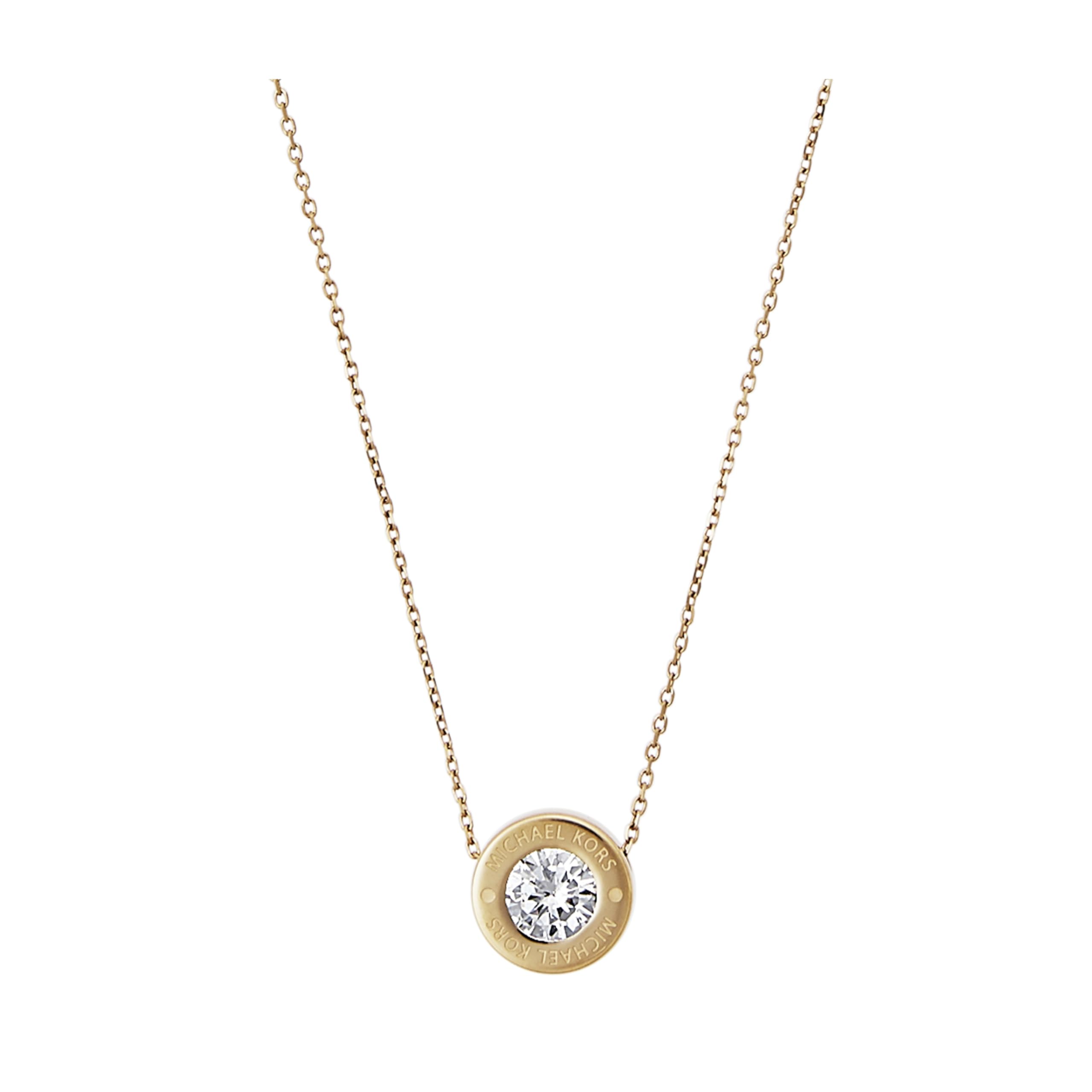 Michael Kors Stainless Steel and PavĂŠ Crystal Pendant Necklace for Women, Color: Gold (Model: MKJ5340710)
