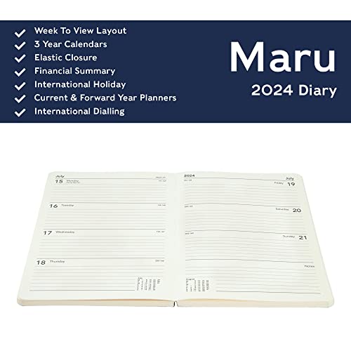 Collins Maru 2024 Diary A5 Week To View Cut Flush Diary - Lifestyle Planner and Organiser for Office, Work, Personal and Home - January to December 2024 Diary - Weekly - Cats - MR153.CT-24