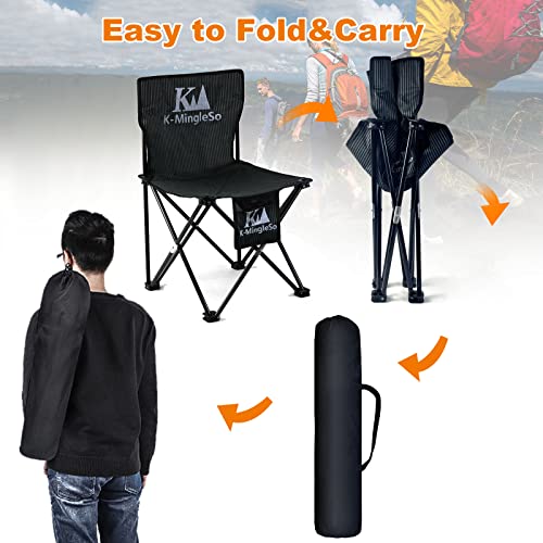 K-MingleSo Upgraded Camping Chair with Front and Large Back Pocket, Lightweight Portable Folding Chair for Fishing Hunting BBQ Travel Picnic Backpacking