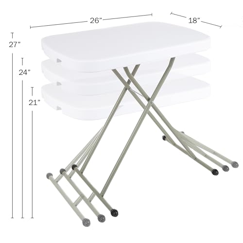 Everyday Home Folding Table - Lightweight Portable Folding Desk - Small Plastic Table for TV Tray, Playing Cards, and Craft Room (White)
