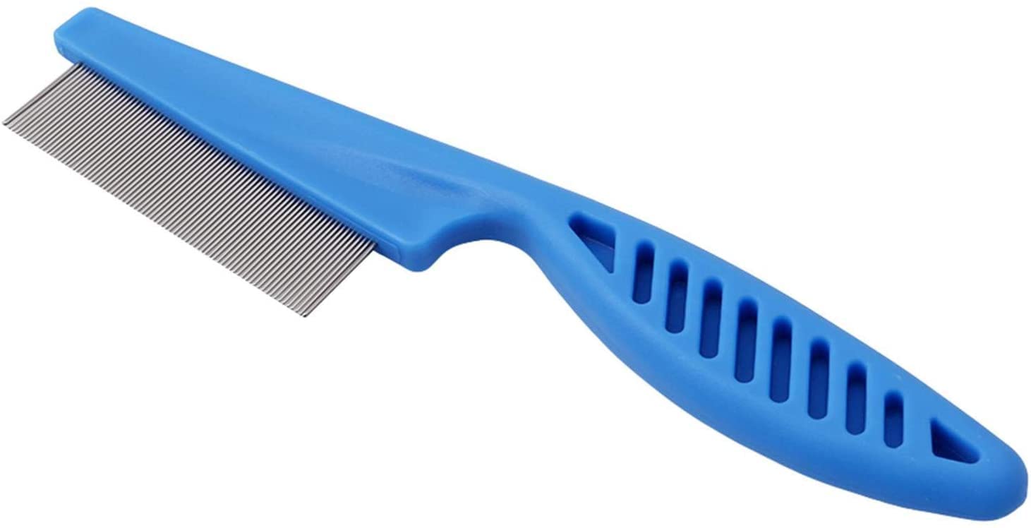 Flea Comb To Fleas For Long Hair, Dogs And Cats Ruberised Easy Grip Handle Pet Supplies, Blue Practical and Deft