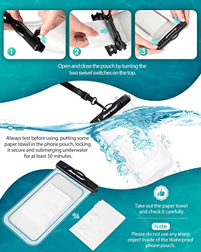 Hiearcool Universal Waterproof Phone Pouch, Waterproof Phone Case Compatible for Cellphone Up to 7.2", IPX8 Cellphone Dry Bag for Vacation-6 Pack