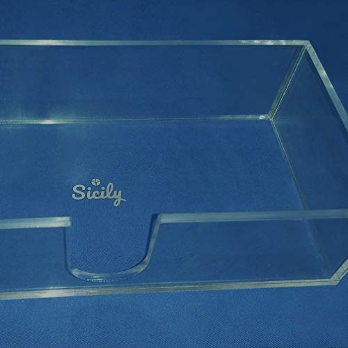 Sicily Guest Hand Towel Holder (5mm Acrylic) Multifold Paper Towel Dispenser (9.87”W x 4.75”D x 2.75”H) Hand Towel Napkin Holder for Bathroom and Kitchen Countertop - Bathroom Napkin Holder