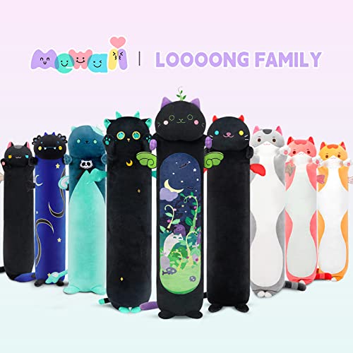 Mewaii Long Cat Plush Kawaii Body Pillow, 20β Cute Black Cat Stuffed Animals Soft Plushies, Kitten Plush Throw Pillow Doll Big Plush Toys Gift for Girlfriend