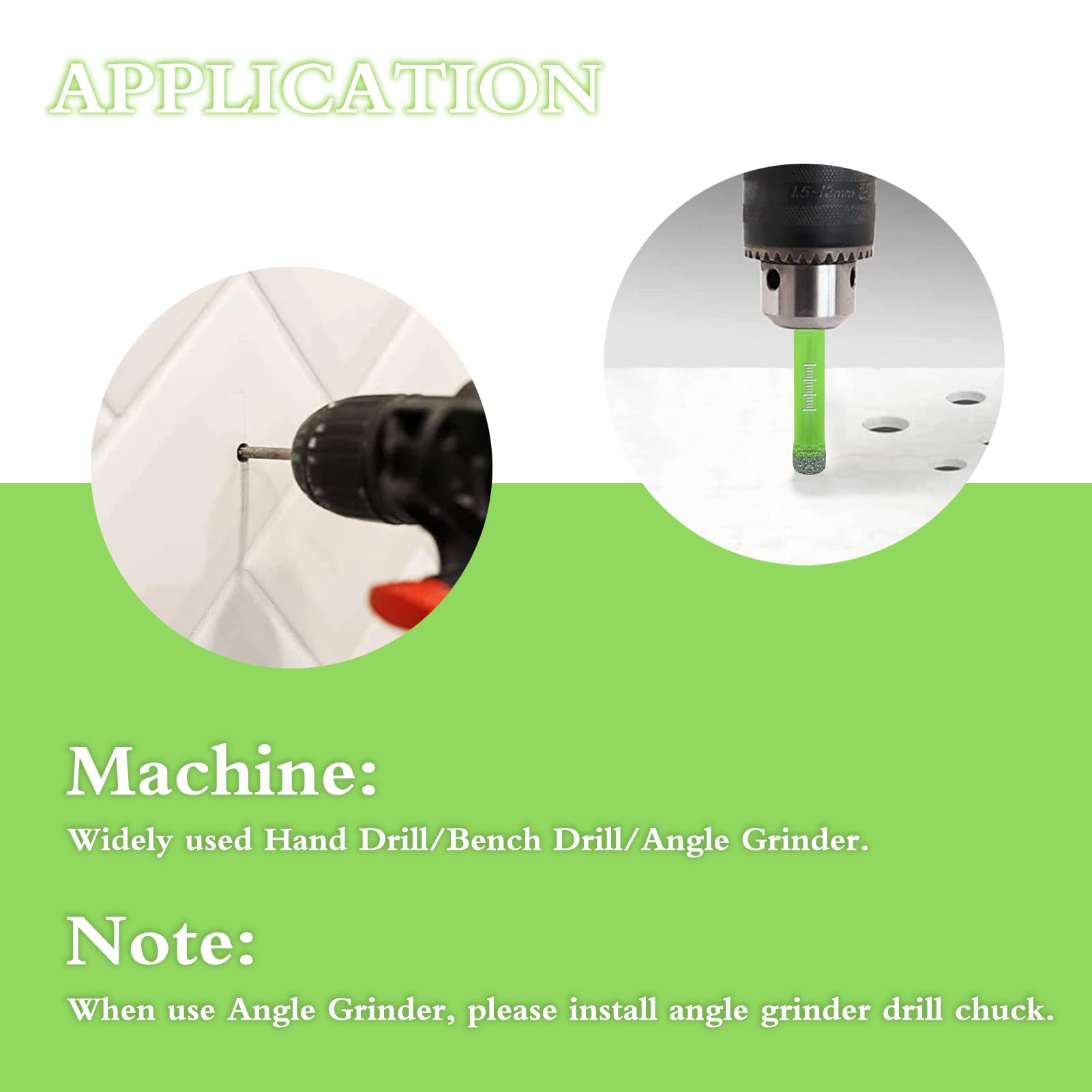 Dry Diamond Drill Bits Set with Wax core Cooling,Small Diamond Hole Saw Kit for Granite Ceramic Marble Tile Stone Glass Hard Materials with Quick Change Hex Shank 1/4, 5/16, 3/8,1/2 inch