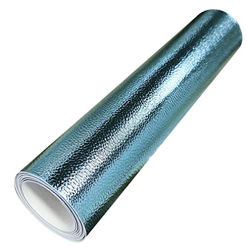 HYANG Metal Lychee Embossed Sky Blue Faux Leather Sheets 1 Rolls 12"X53"(30cmX135cm),Faux Leather Very Suitable for Making Crafts, Leather Earrings, Bows,Handbag,Sewing