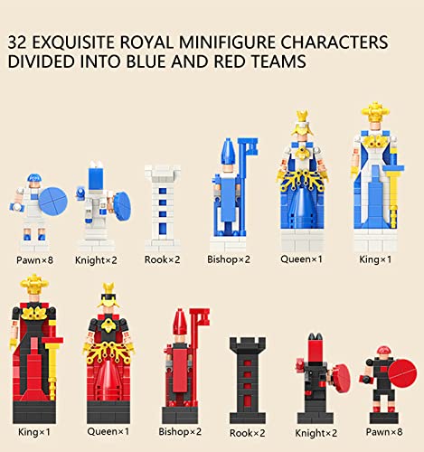 Koowants Cool Royal Chess Building Kit Themed Chess Sets for Loved One,Building Block Chess with Cute Royal Minifigures as a Great Chess Gift Ideas,Collection Chess Building Sets for Home Decor