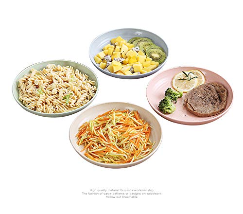 Kota Japan Wheat Straw Fiber Unbreakable Tableware 8.8” Plate for Dinner, Lunch, Breakfast for Pasta, Noodle, Salad, Dessert Dishes - Dishwasher, Microwave, Environment Safe Dinnerware 4 pc Dish Set