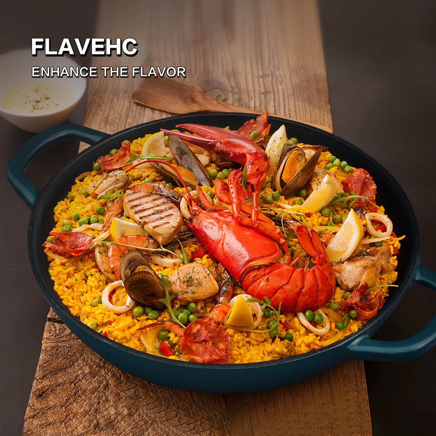 Flavehc Braiser Enameled Cast Iron Braiser 2.25 qt Braiser Pan with Lid Slateblue Shallow Cast Iron Casserole Braiser Pan with Handels