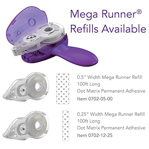 Xyron Mega Runner, Permanent Adhesive Tape Dispenser, Refillable, 1/2" x 100', Tape Runner, Perfect for Scrapbooking & DIY Craft Supplies, Home School Projects & Home Office (0701-05-00),Multicolor