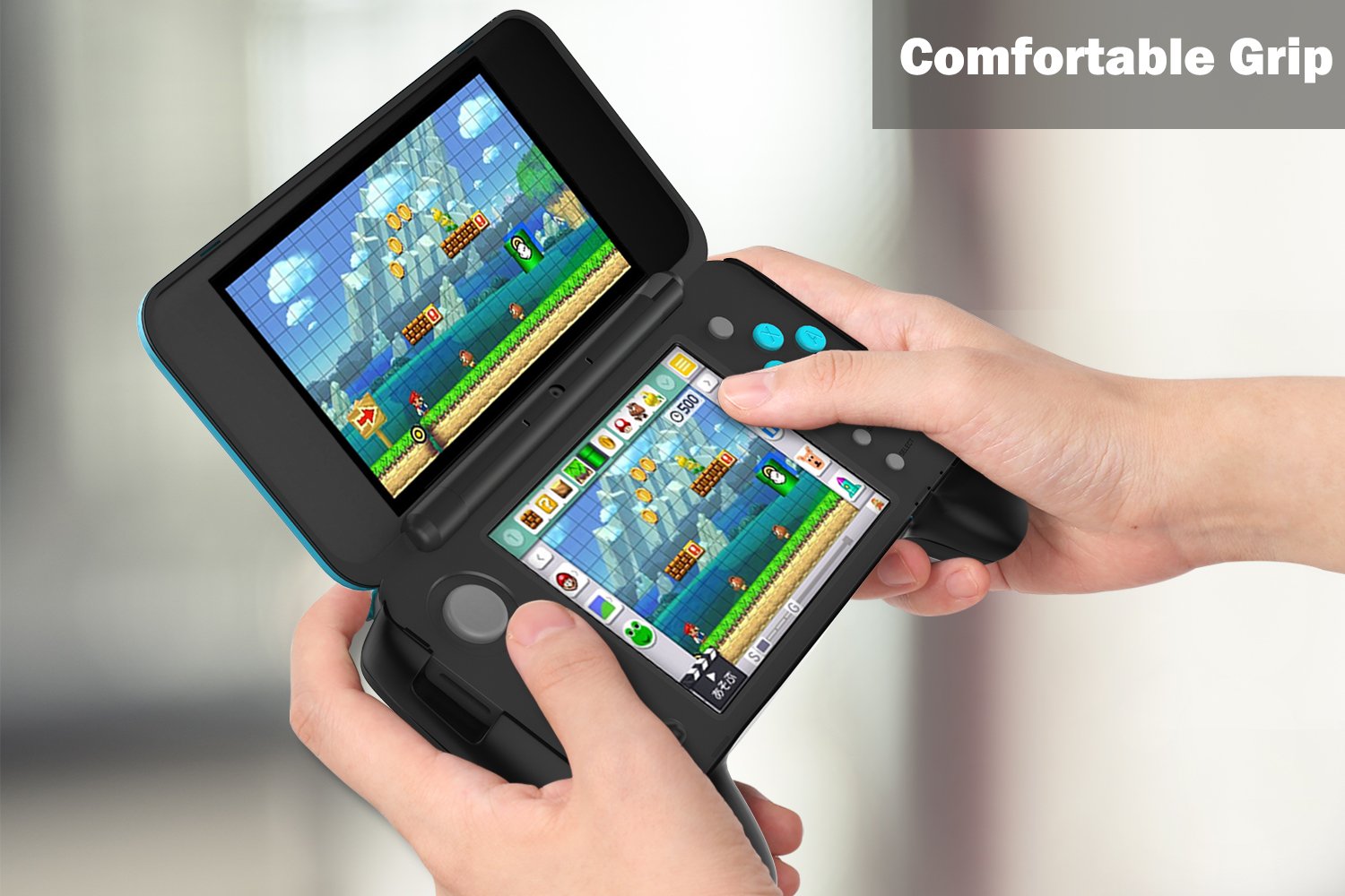 MoKo Handle Grip Compatible with Nintendo New 2DS XL, Anti-Slip Protective Grip with Stand Compatible with Nintendo New 2DS XL/LL (2017) - Black