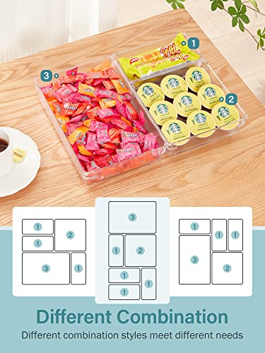 Kootek 6 Pcs Drawer Organizer Set, 3-Size Bathroom Drawer Organizers Makeup Trays Vanity Desk Dividers Versatile Storage Bins Clear Plastic Drawer Organization Container for Dresser, Kitchen, Office