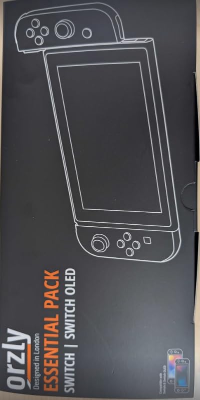 Orzly Switch Accessories Bundle – Carry Case for Nintendo Switch Console (NOT OLED MODEL) Tempered Glass Screen Protectors, USB Charging Cable, Switch Games Case, Comfort Grip Case & Headphones - RED