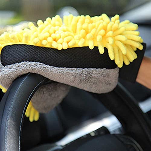 InfantLY Bright Dual-Sided Car Wash Mitts,Car Microfiber Chenille Gloves Thick Cleaning Mitt Scratch-Free Auto Care Double-Faced Glove for Clean Cars Trucks Motorcycles