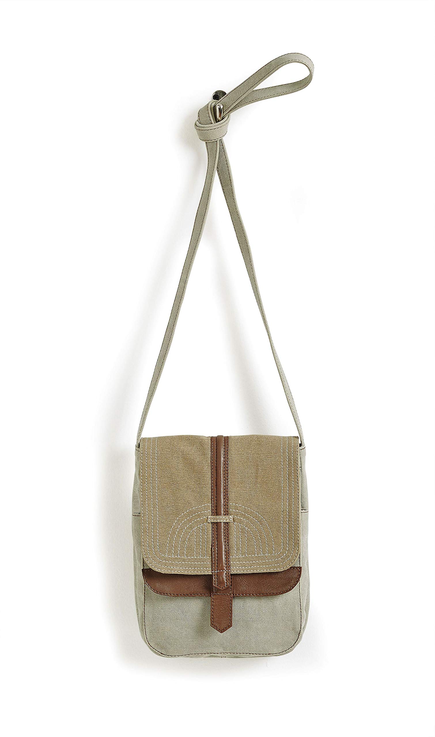 Mona B Canvas Handbag for Women | Zipper Bag | Crossbody Bag | Stylish Vintage Recycled Upcyled Bags Women (Brown-Rowen)