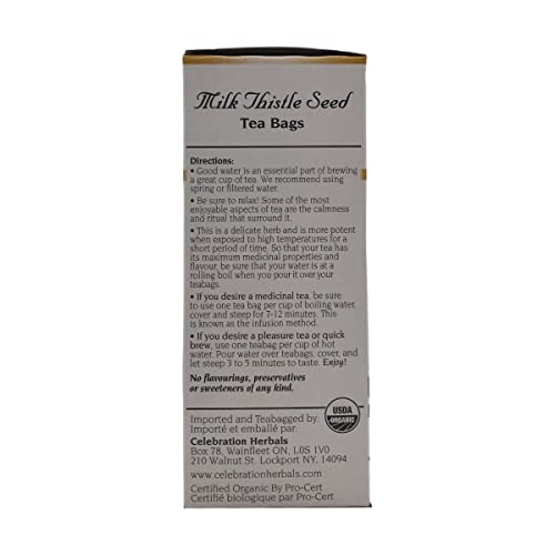 Celebration Herbals Organic Milk Thistle Seed Herbal Tea -- 24 Tea Bags, NET WT.60, 2.11 OZ