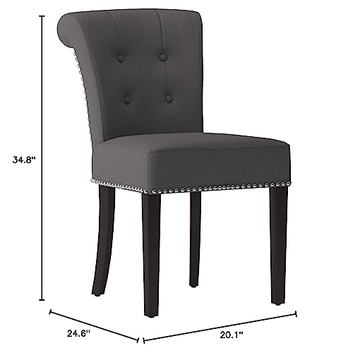 Safavieh Mercer Collection Carol Charcoal Linen Ring Dining Chair (Set of 2)