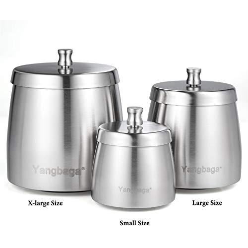 Yangbaga XL Ashtray with Lid for Cigarettes,Windproof/Rainproof Stainless Steel Smokeless Odorless Ash tray for Home Unbreakable Modern Ashtray for Indoor or Outdoor Use,Silver (X-Large)
