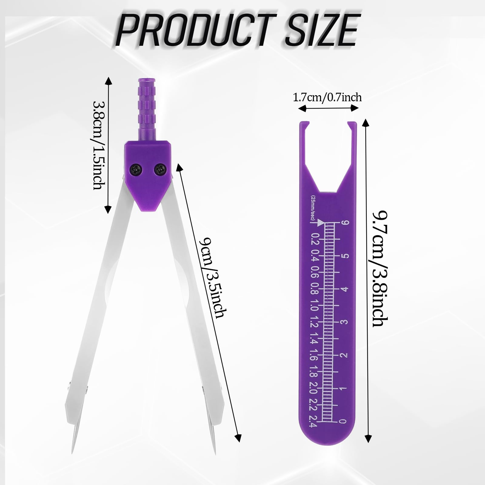 EKG Caliper ECG Caliper Electrocardiogram Divider for Nursing,Electrocardiographs Measuring Tool for Doctors, Nurses, Medical Student - Purple