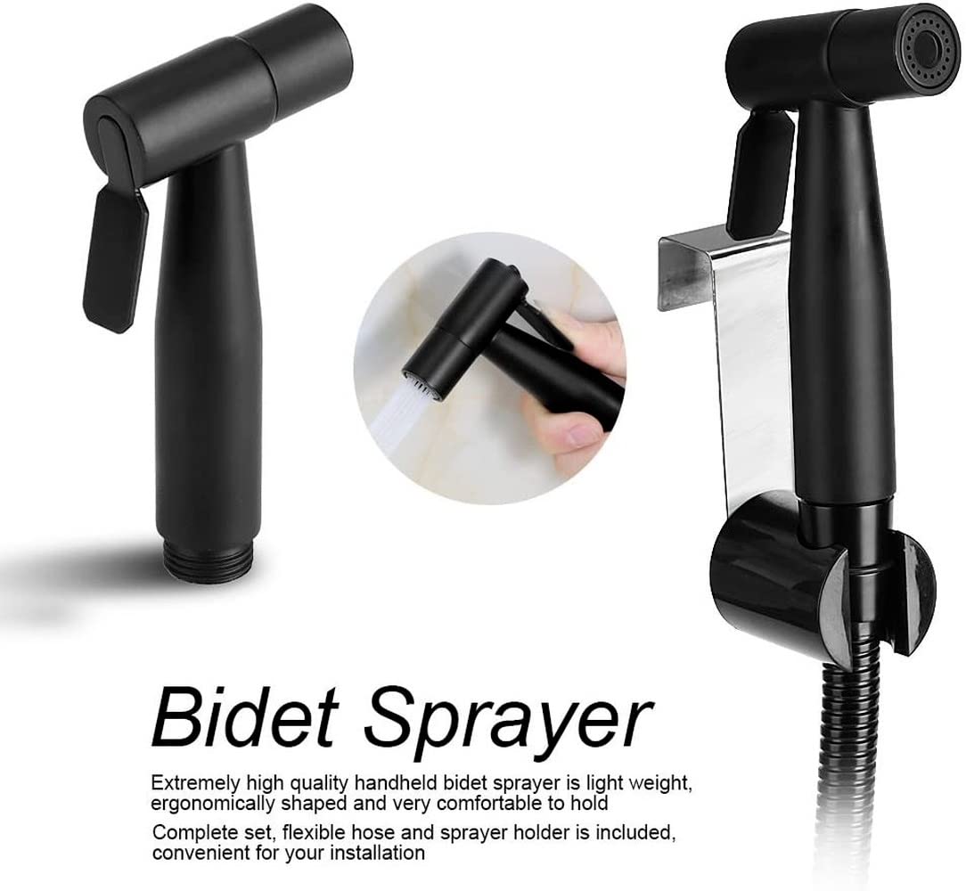 DFHBFG Black Toilet Bidet Sprayer Kit Set Hand Hold Stainless Steel for Bathroom Personal Cleanse Faucet (Color : E)