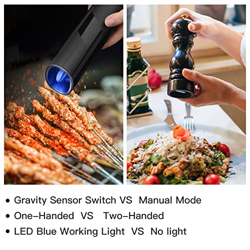 Electric Salt and Pepper Grinder Set Gravity Electric Pepper Grinder, Automatic & Electric Salt and Pepper Grinder, Pepper Mill Electric 1 Pack (Black)
