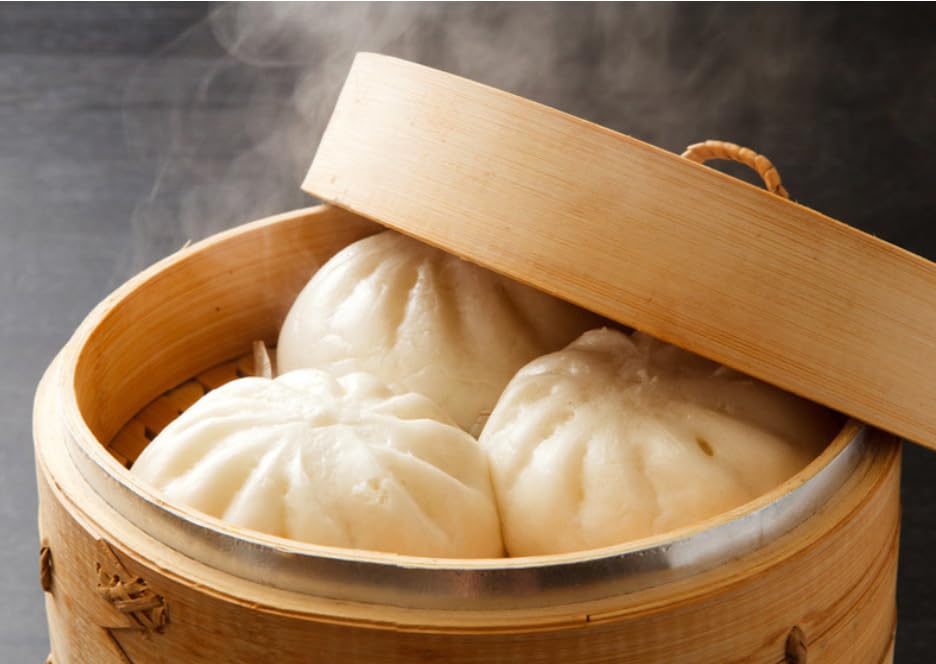 Florauspicious Bamboo Steamer Handmade Basket, Traditional 2-Tier Design - for Dumplings, Rice, Dim Sum, Vegetables, Fish and Meat - Incl. 2 Cotton Cloths (6-Inch)