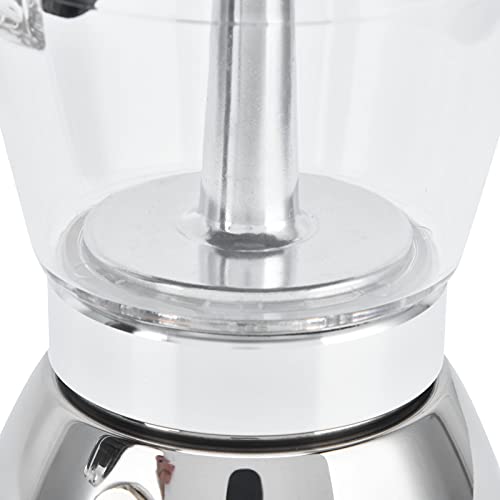 CHICIRIS Stovetop Espresso Maker, Crystal Plastic-Top Stainless Steel Moka Pot 4 Cup, Italian Mocha Coffee Maker, 200ml/6.8oz
