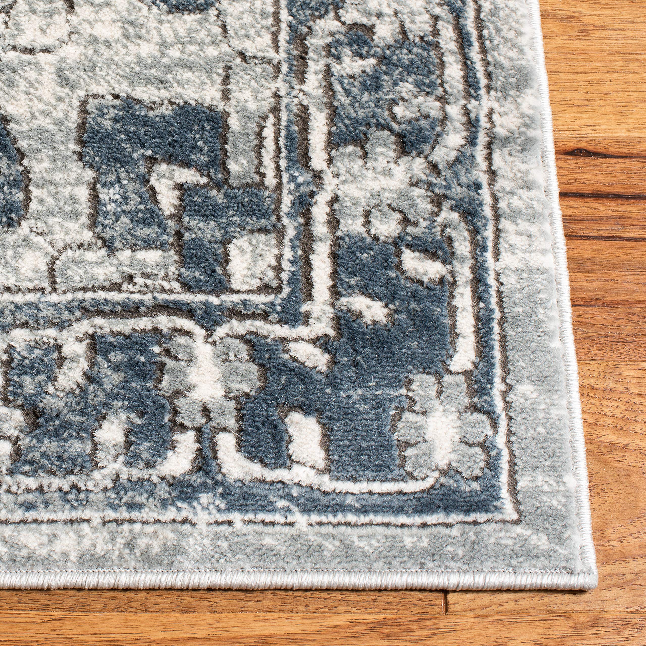 MARTHA STEWART x SAFAVIEH 9' x 12' Navy/Ivory MSR883N Denver Traditional Medallion Non-Shedding Area Rug