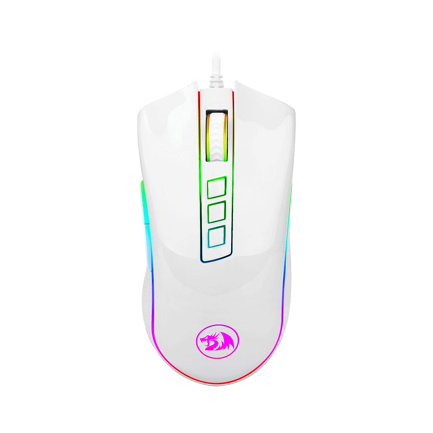 Redragon Snake Gaming Mouse, RGB, 7 Buttons, 10000DPI, Lunar White