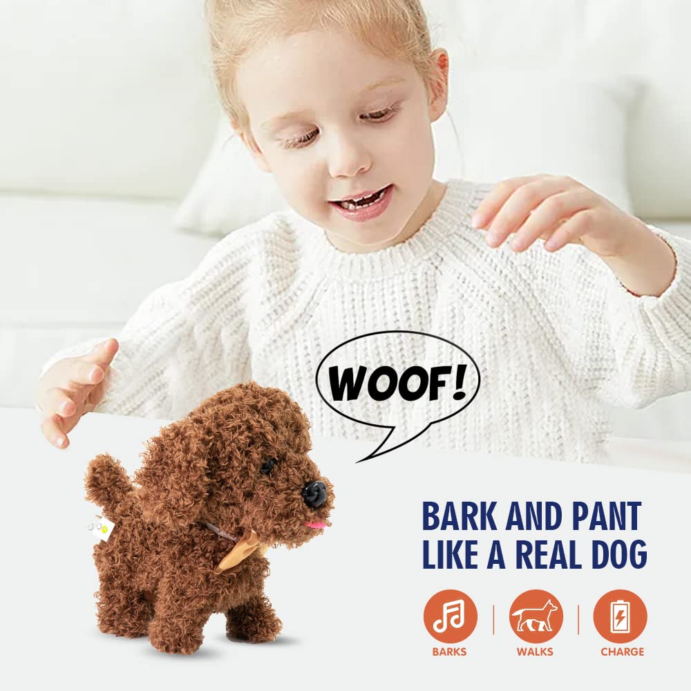 WEofferwhatYOUwant Plush Electronic Labradoodle Dog - Adorable Goldendoodle Teddy Bear Puppy- Walks, Barks, and Cuddles. Ages 18+ Months