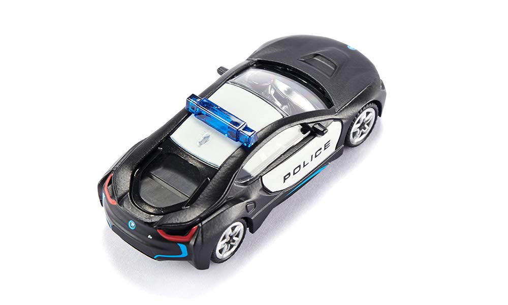 Siku 1533, BMW i8 US Police Car, Metal/Plastic, Black/White, Versatile, Toy Vehicle for Children
