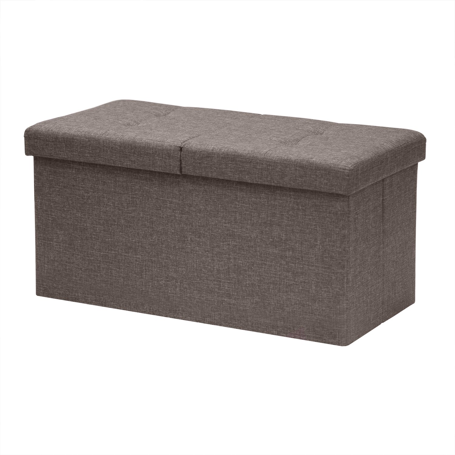Otto & Ben 30" Storage Ottoman with SMART LIFT Top, Upholstered Tufted Bench, Foot Rest, Brown
