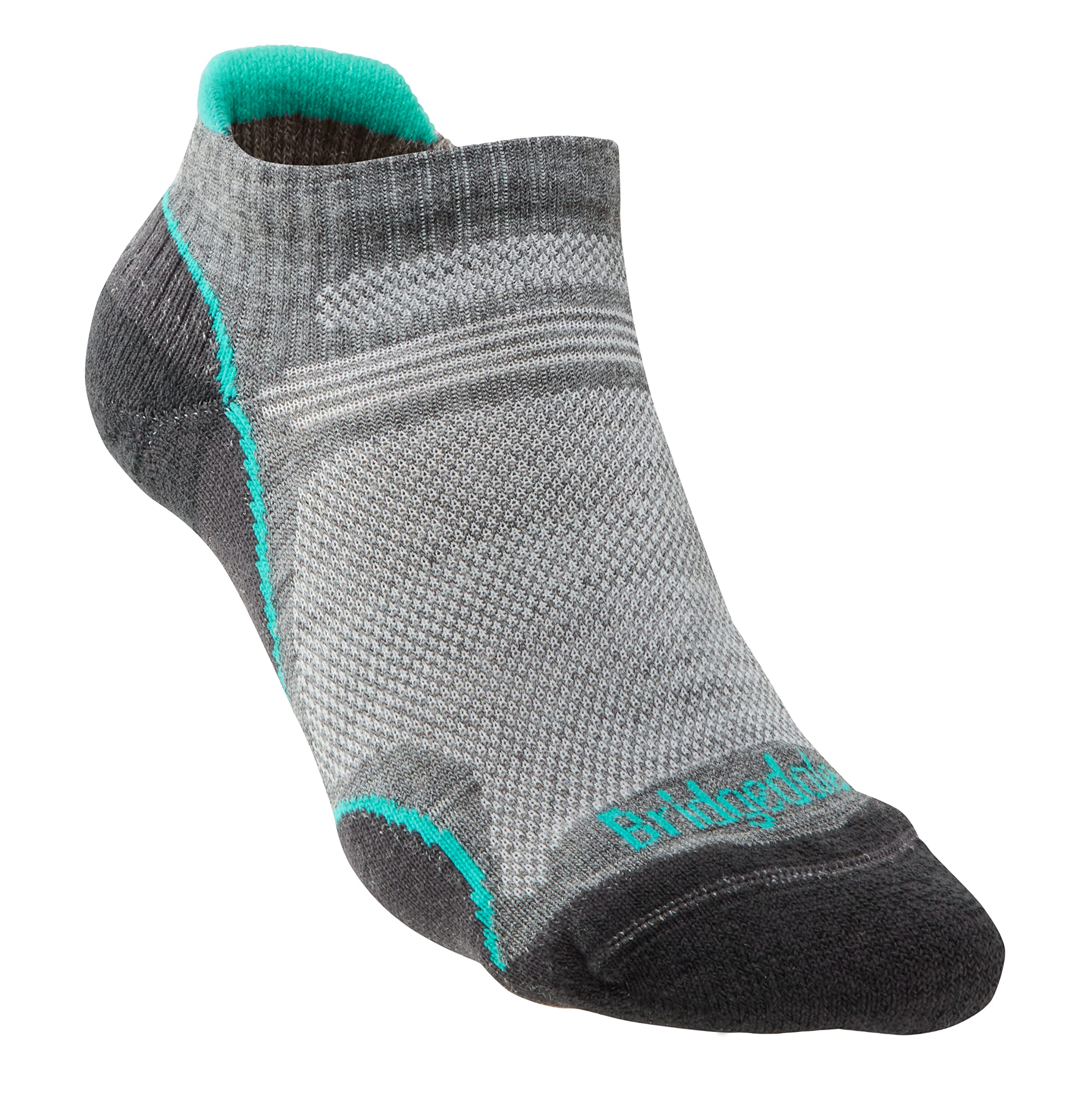 Bridgedale Womens Hike Ultralight T2 Merino Performance Low, Mid Grey/Surf, Large
