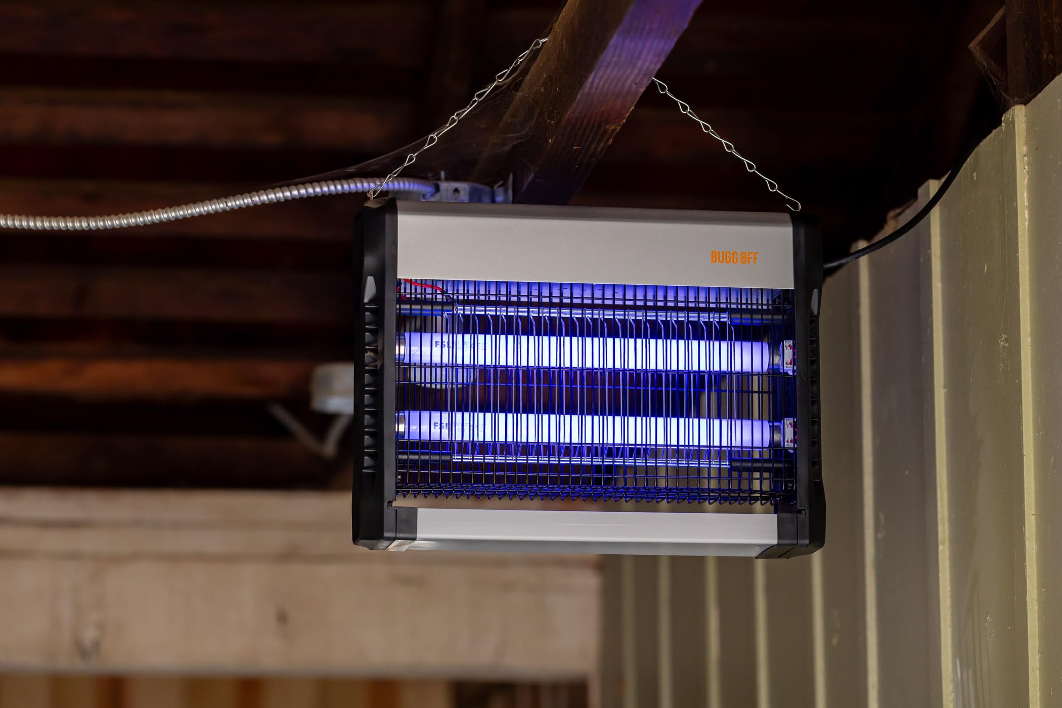 BUGG OFF Indoor Electric Bug Zapper, 800 SQFT Coverage, 3500 Volts of Stunning Power, 20 Watts, Kills Mosquitos Gnats, Flys & More. 5 Year Warranty, X2 Free Repalcment Bulb