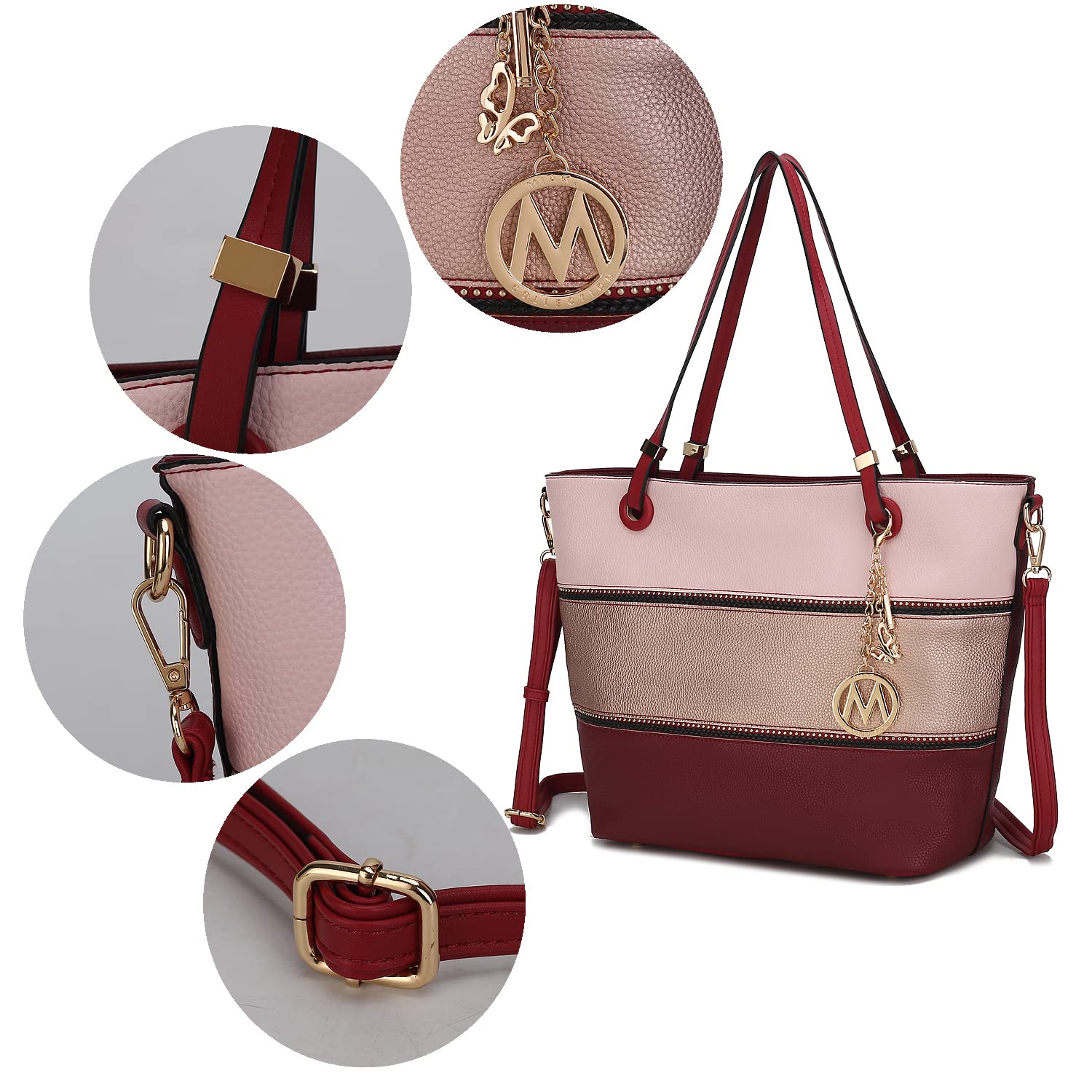 MKF Collection Tote Satchel Handbag for Women, Wristlet Wallet Set β PU Leather Bag β Top Handle Shoulder Purse